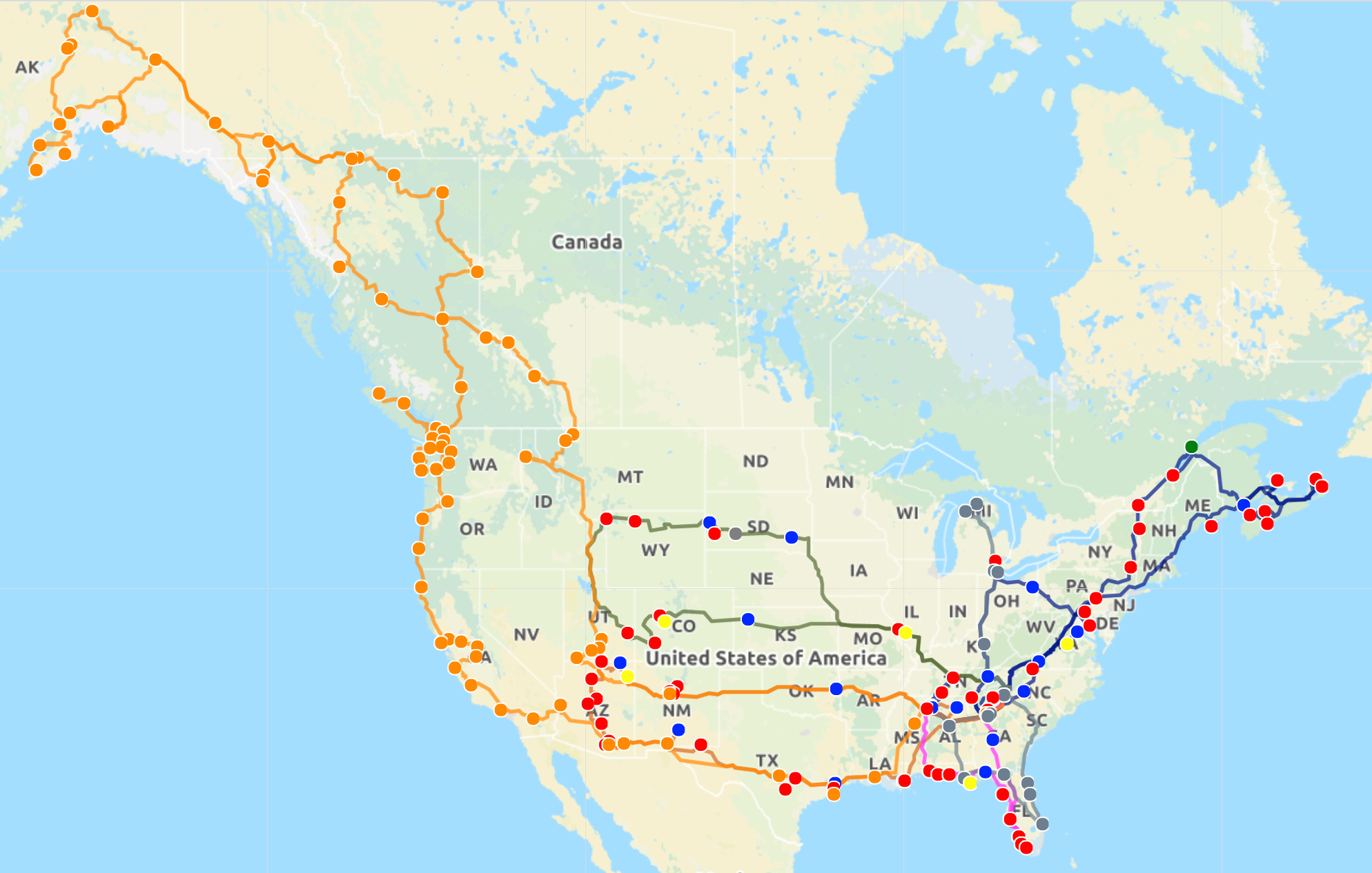 Maps of our Travels | Rolling With Kelly & Charlie
